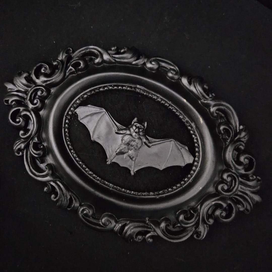 Black Bat in Black Oval Ornate Frame. Gothic Art. - Etsy