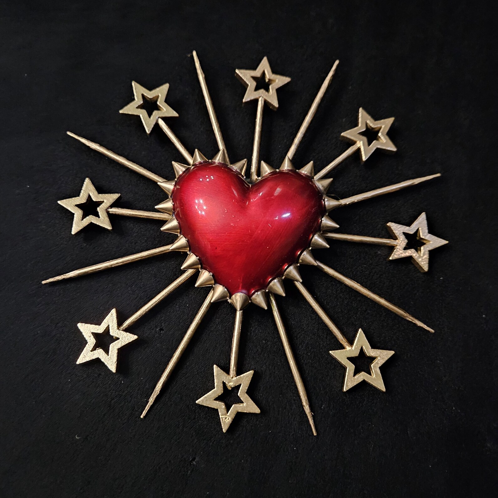 Red and Gold Framed Sacred Heart and Star Burst Duo. Red Sacred Heart ...