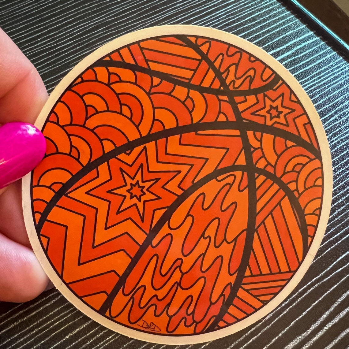 Basketball Sticker | Sports Zentangle Pattern Sticker - Etsy