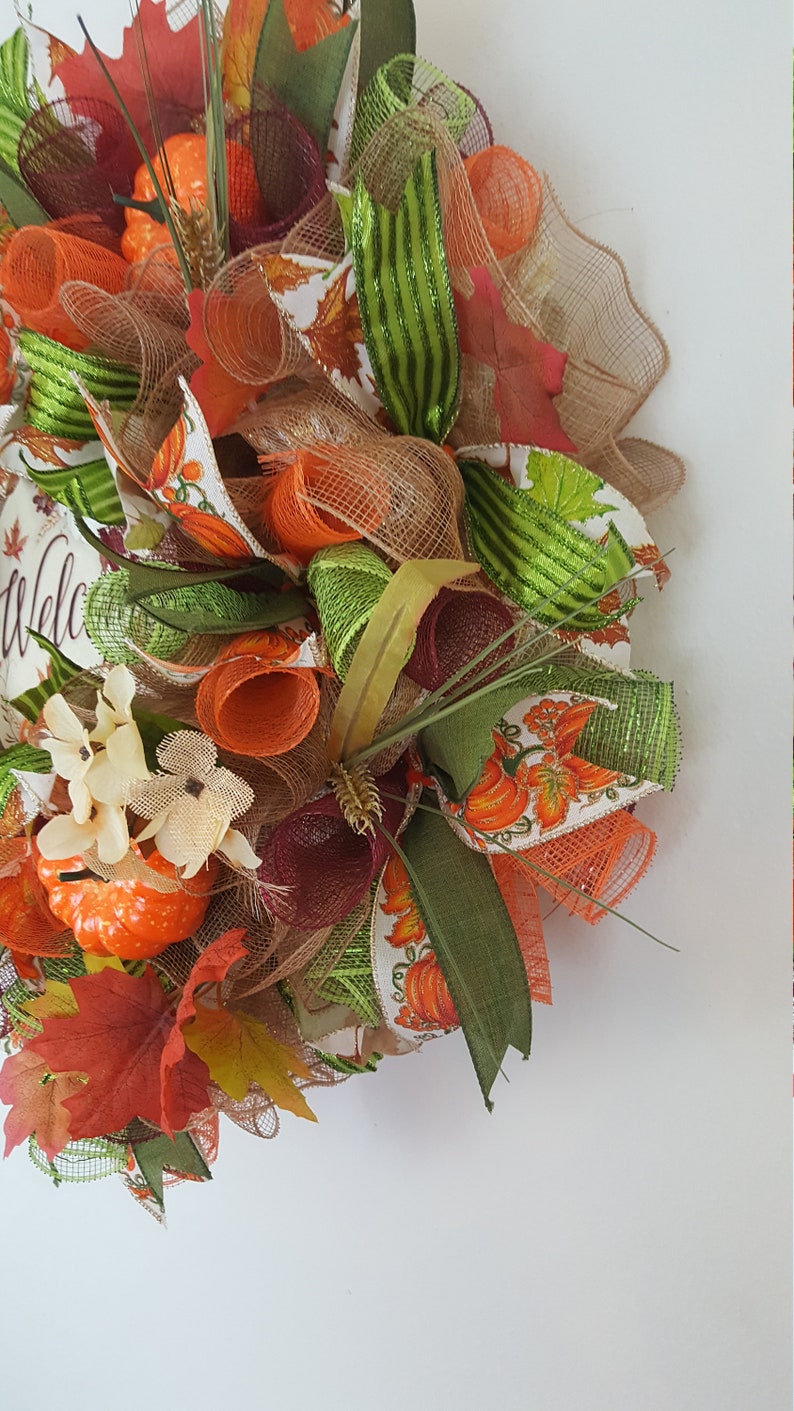 Fall Welcome Wreath Fall Harvest Wreath Fall Pumpkin Door - Etsy