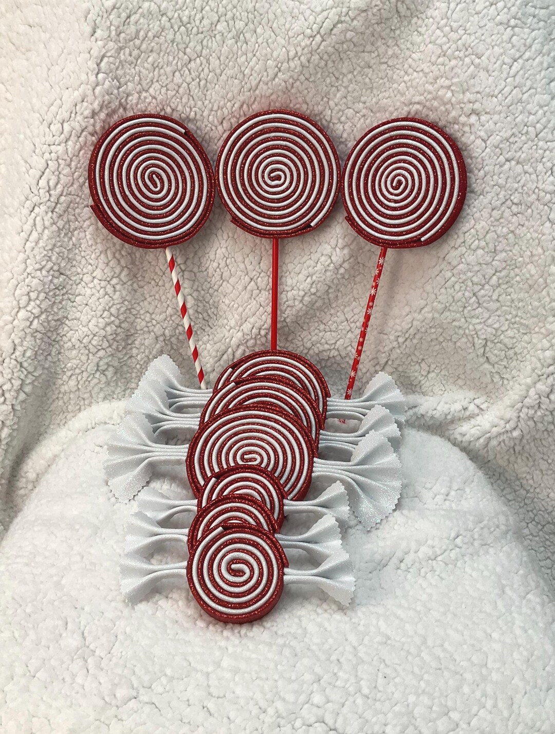 3pc Christmas Peppermint Swirl Glitter Foam Candy or Pops, Candy Cane ...