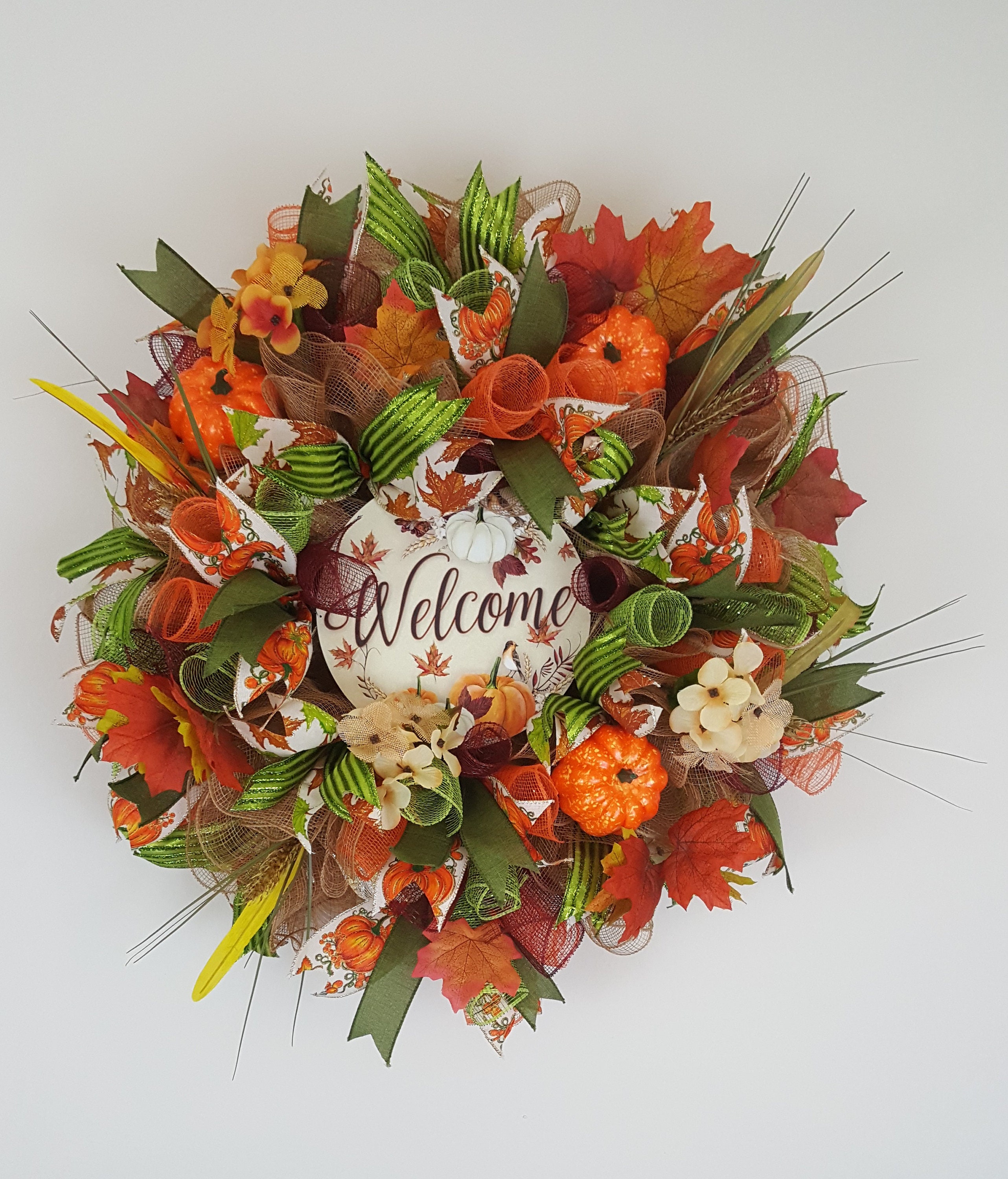 Fall Welcome Wreath Fall Harvest Wreath Fall Pumpkin Door - Etsy