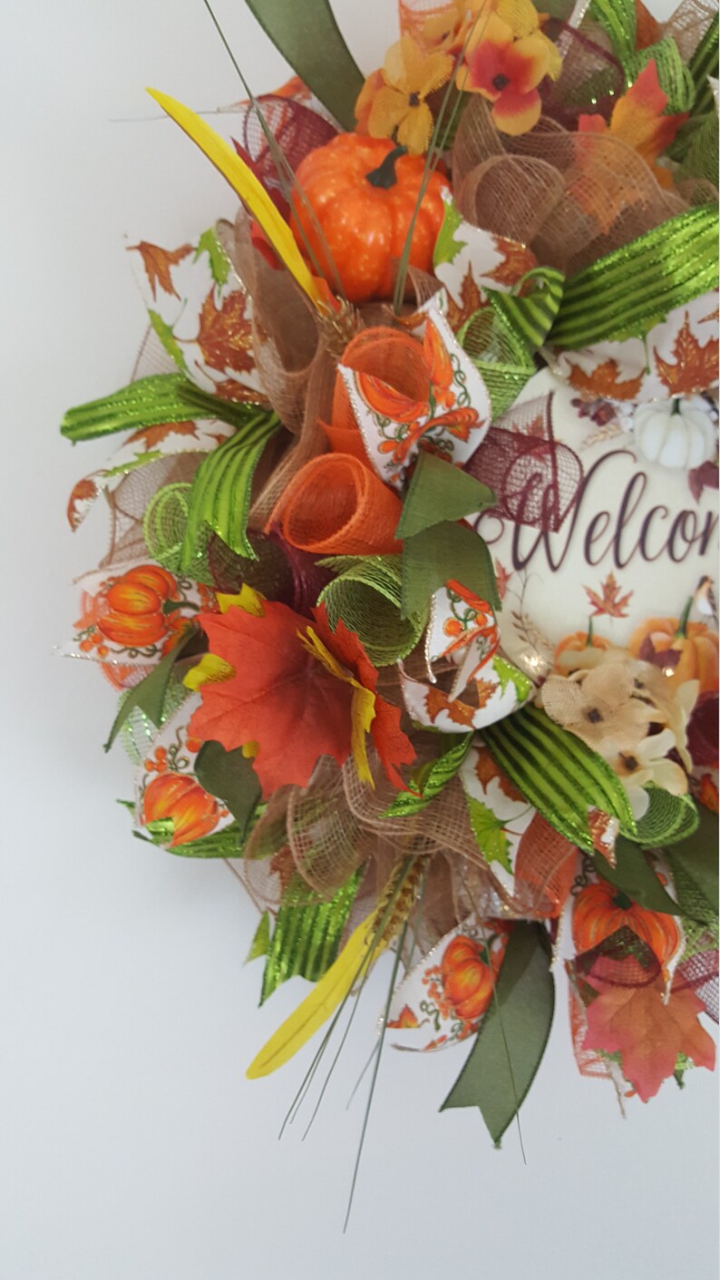 Fall Welcome Wreath Fall Harvest Wreath Fall Pumpkin Door - Etsy