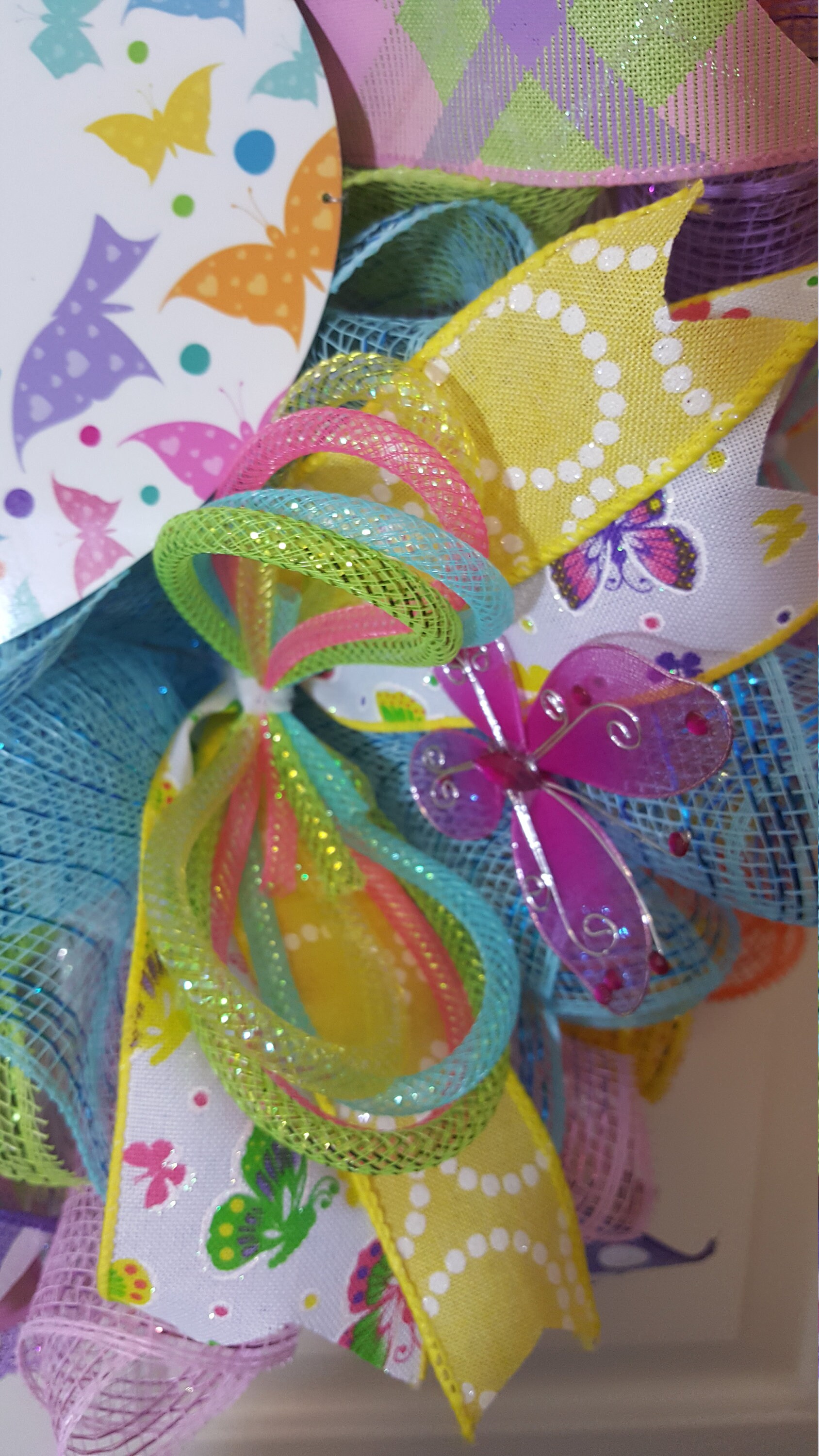 Spring Butterfly Wreath Colorful Door Hanger | Etsy