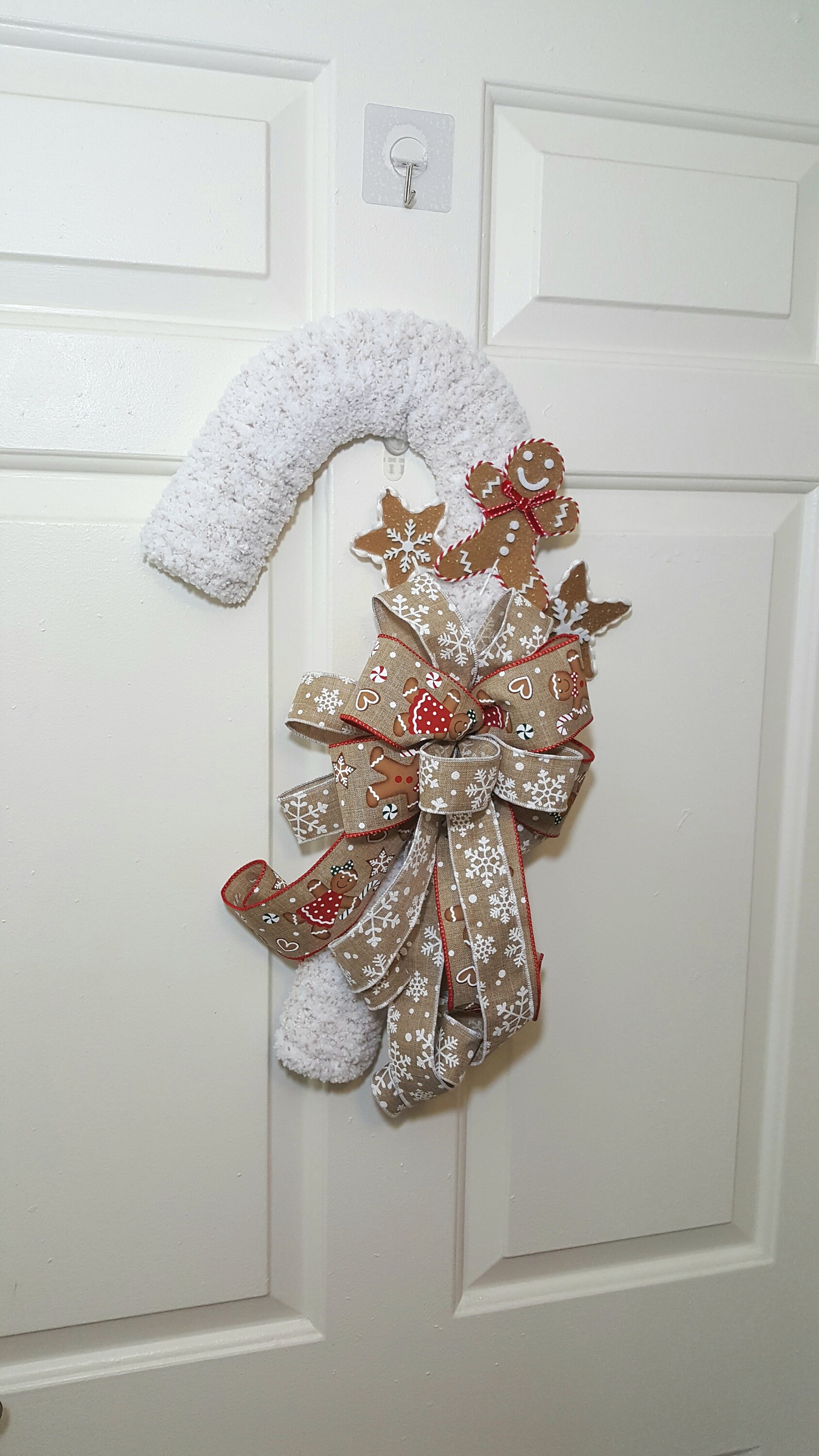Gingerbread Theme Yarn Wrapped Candy Cane Door Hanger, Christmas ...