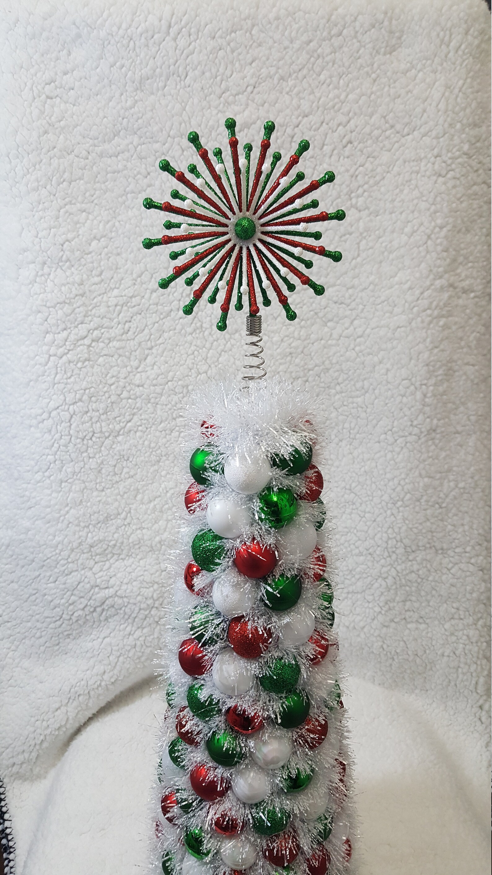 Christmas Cone Tree Red Green and White Ornament Tree Cone - Etsy