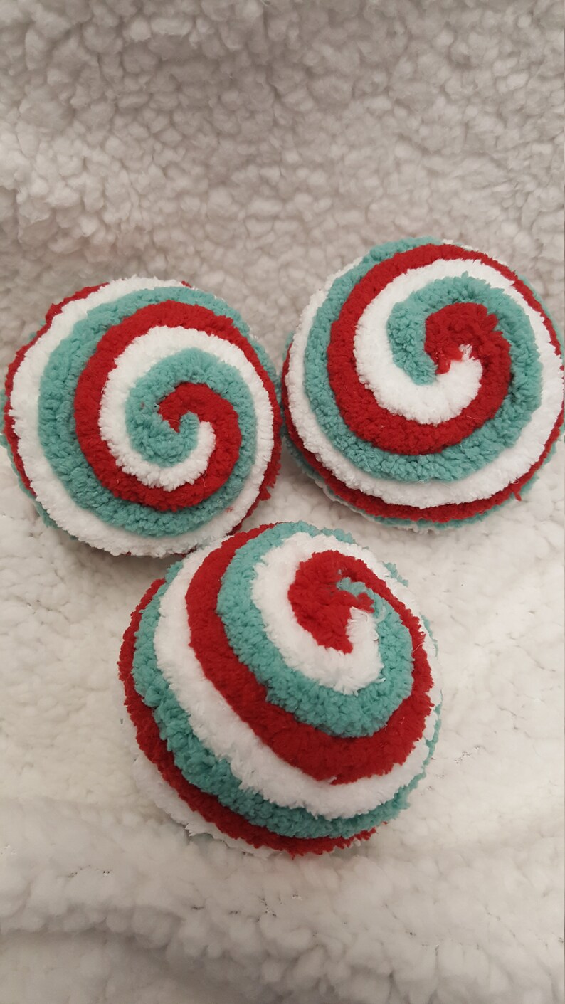 Candy Cane Decorative Fuzzy Ornament Balls Yarn Balls Bowl | Etsy
