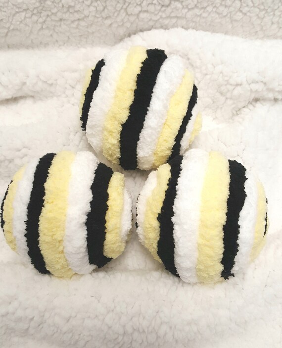 Bee Decorative Fuzzy Ornament Balls Yellow Black and White | Etsy