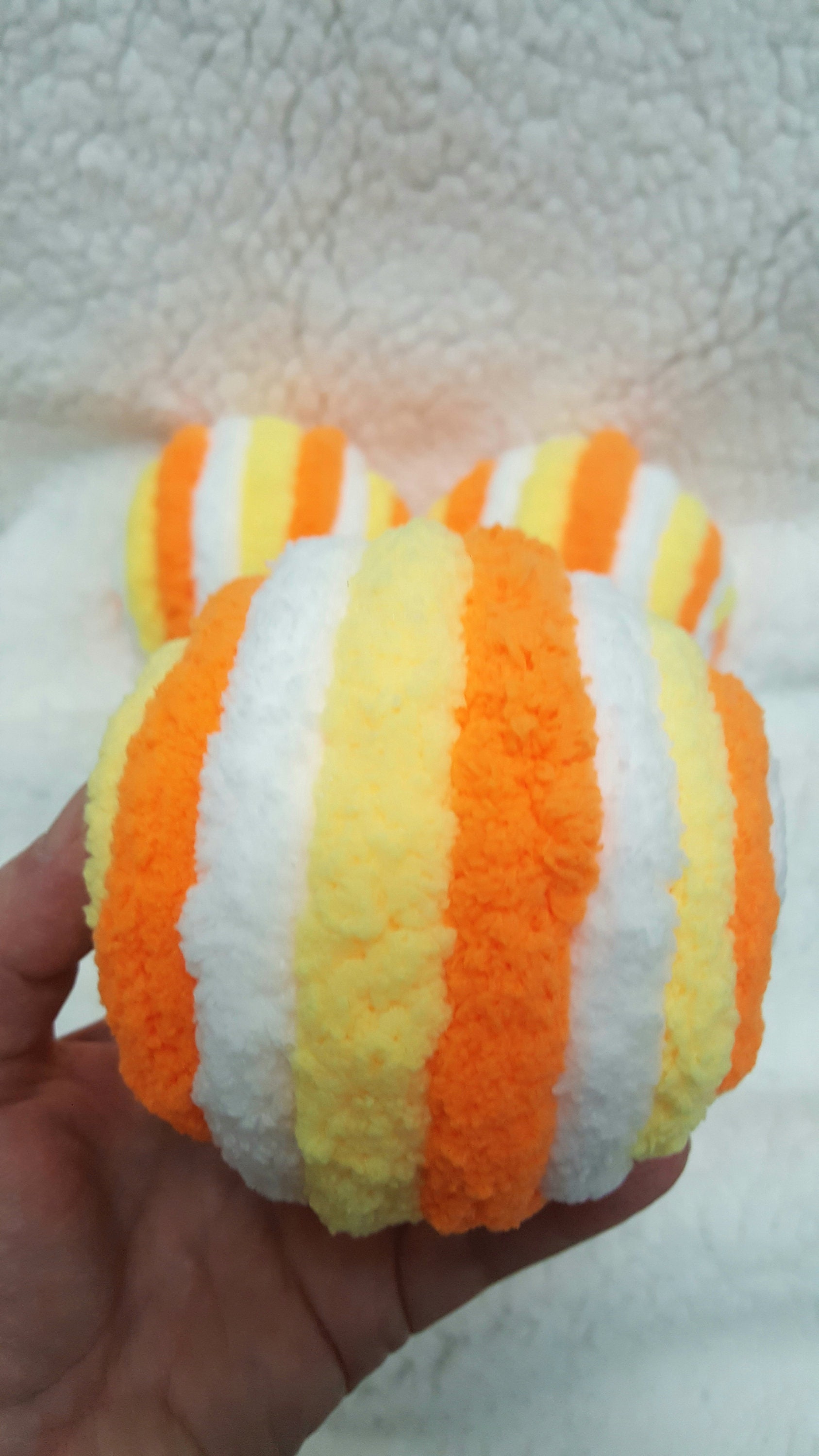 Candy Corn Decorative Fuzzy Ornament Balls Halloween Yarn | Etsy
