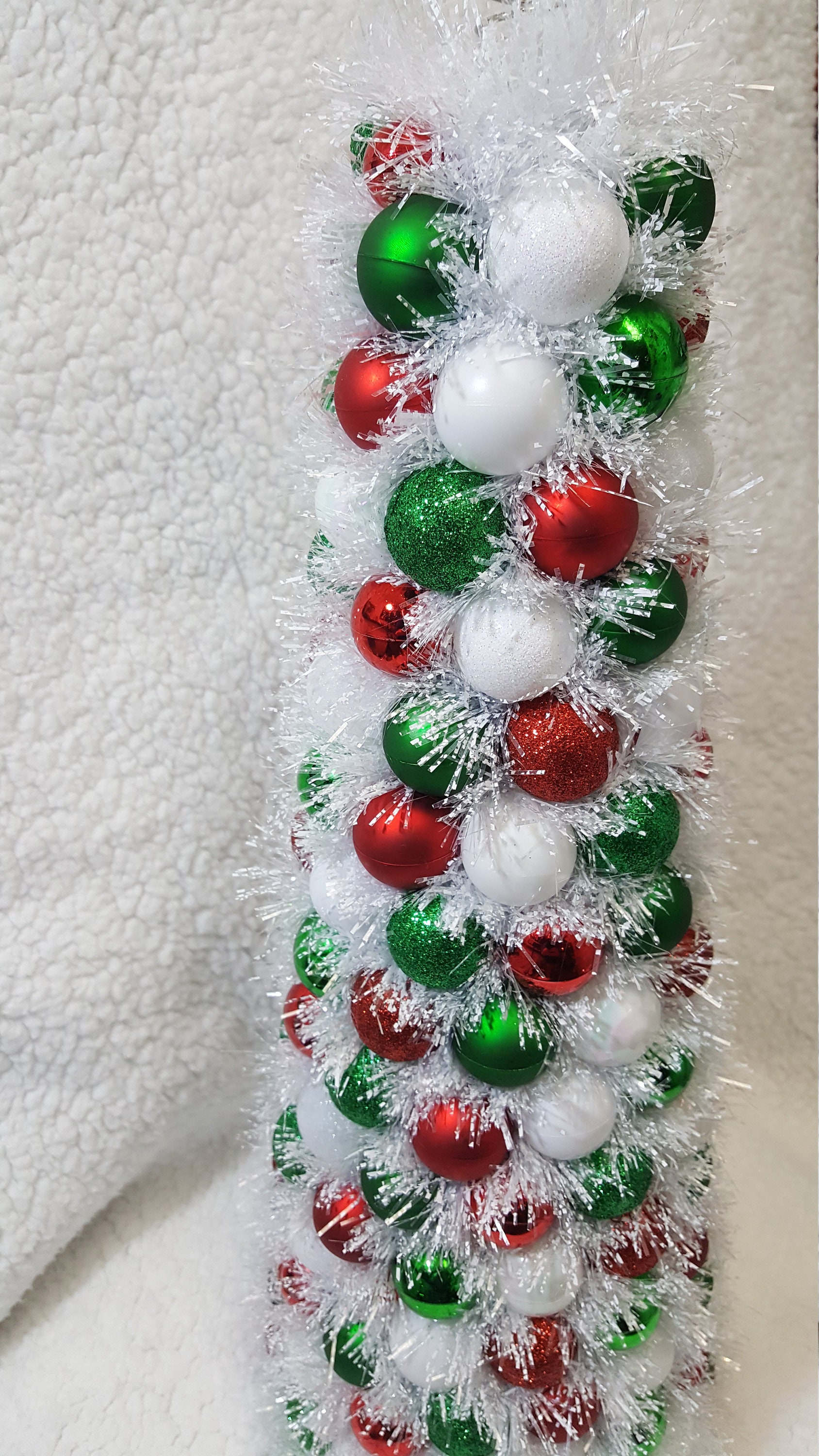 Christmas Cone Tree Red Green and White Ornament Tree Cone - Etsy