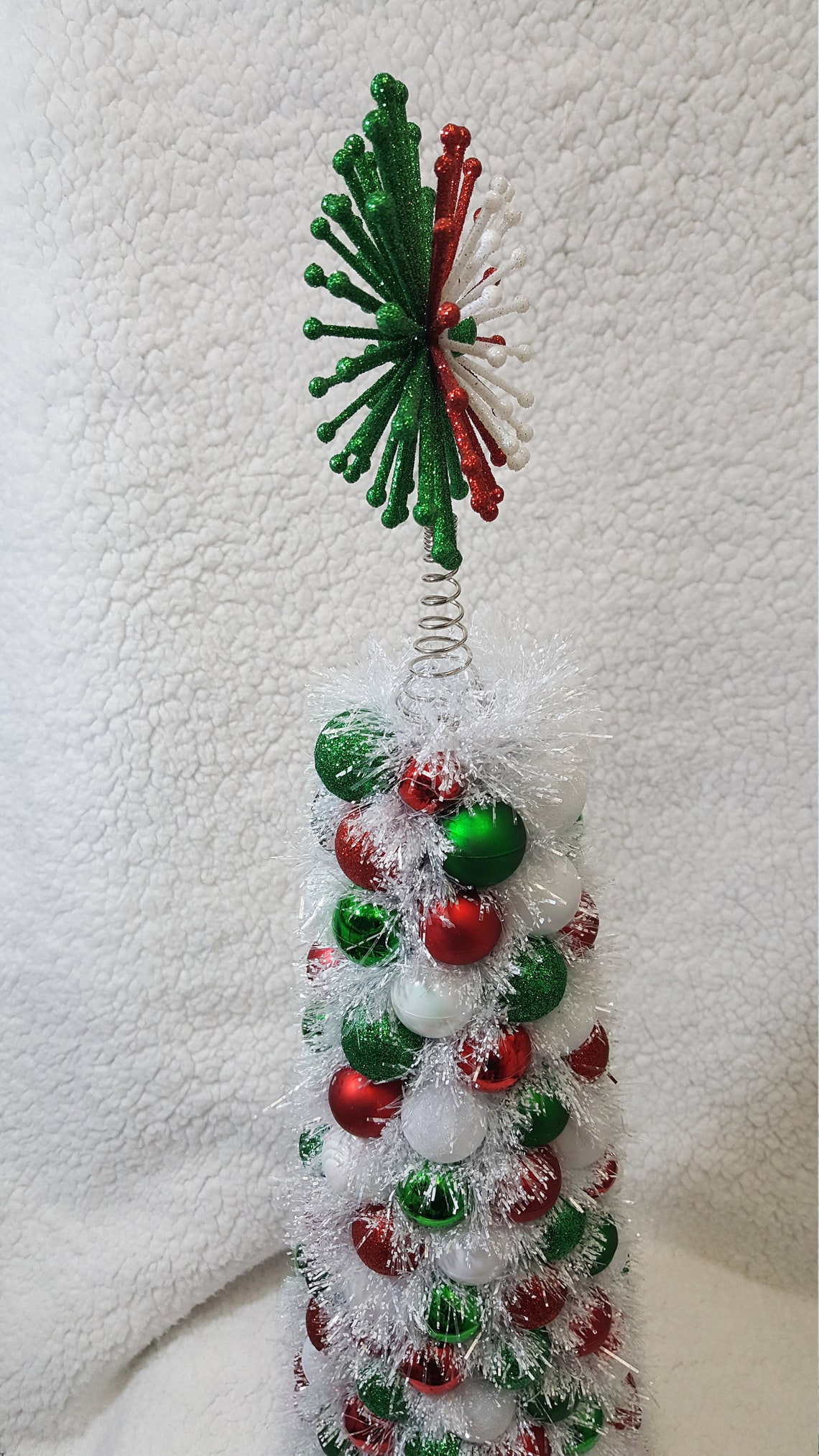 Christmas Cone Tree Red Green and White Ornament Tree Cone - Etsy