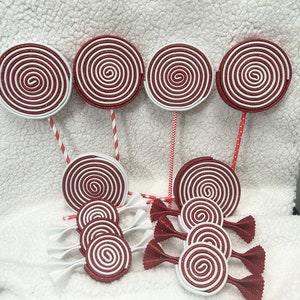 3pc Christmas Peppermint Swirl Glitter Foam Candy or Pops, Candy Cane ...