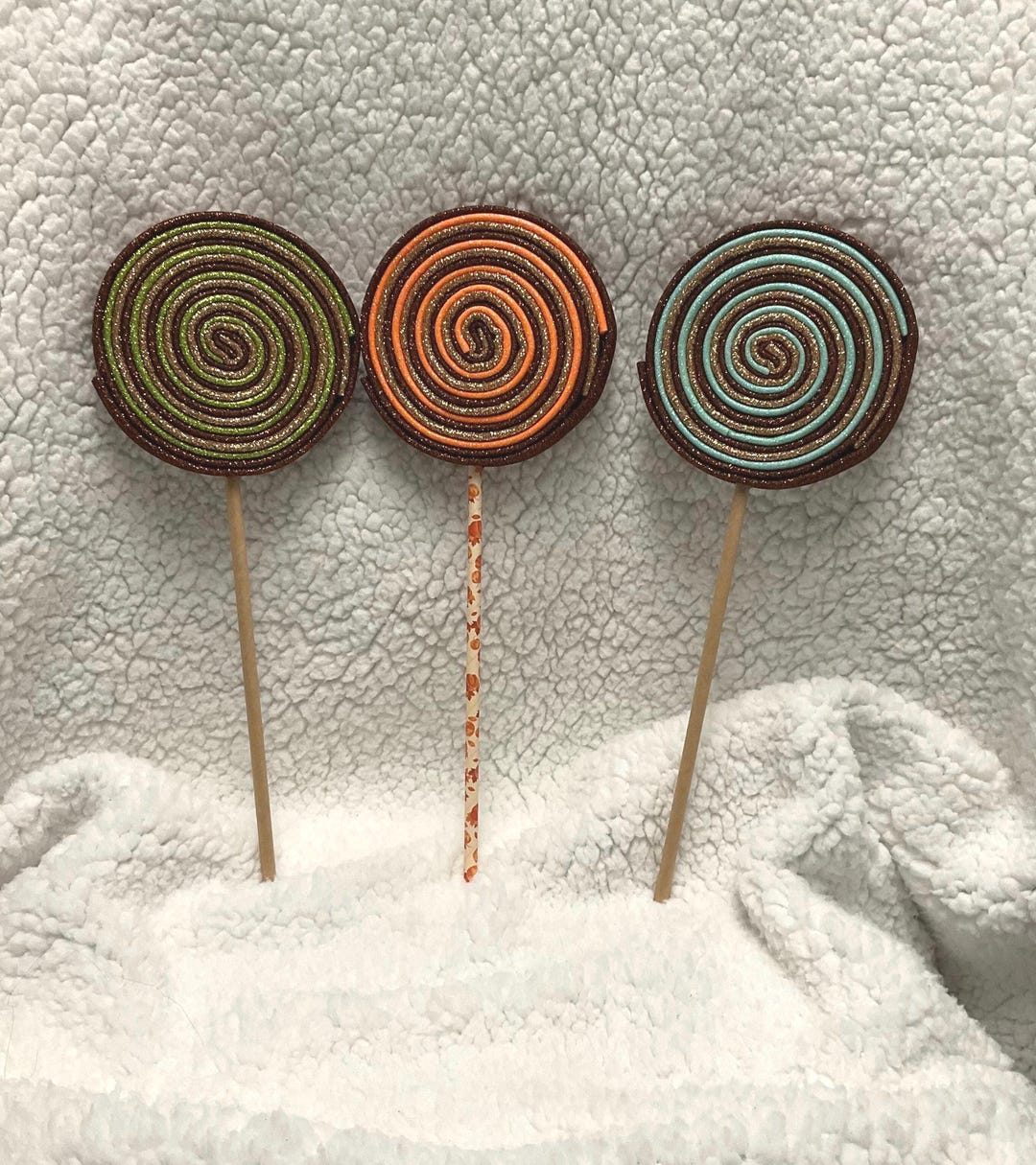 3pc Fall Themed Glitter Foam Lollipops for Wreath Embellishments or ...