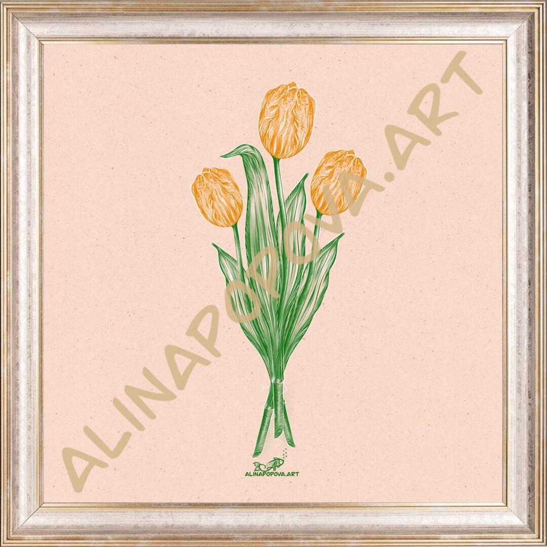 Tulips Flowers, Floral Printable Wall Art, Graphic Botanical Prints ...