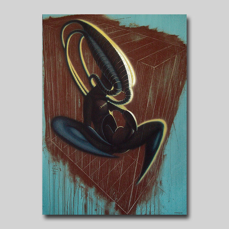 Futuristic Alien Art, Alien Queen Wall Art, Original Acrylic Painting ...