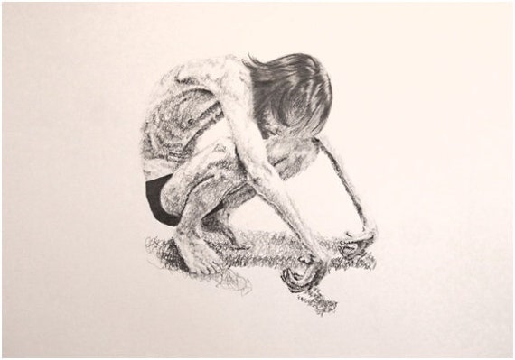 Emaciated Man Drawing