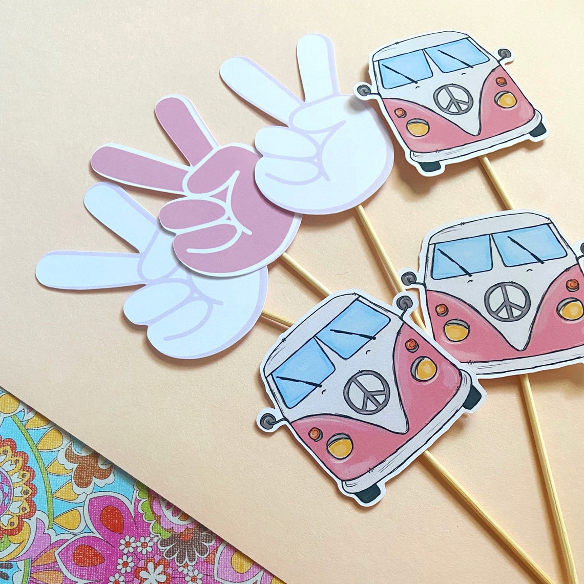 Hippie Cupcake Topper Peace Sign Hippie 2nd Birthday Party - Etsy