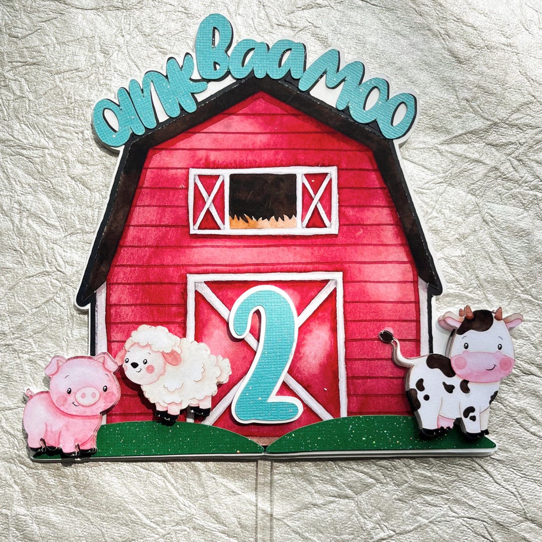 Farm Animals Cake Topper - Oink Baa Moo Theme - Cute Farm Theme - Farm ...