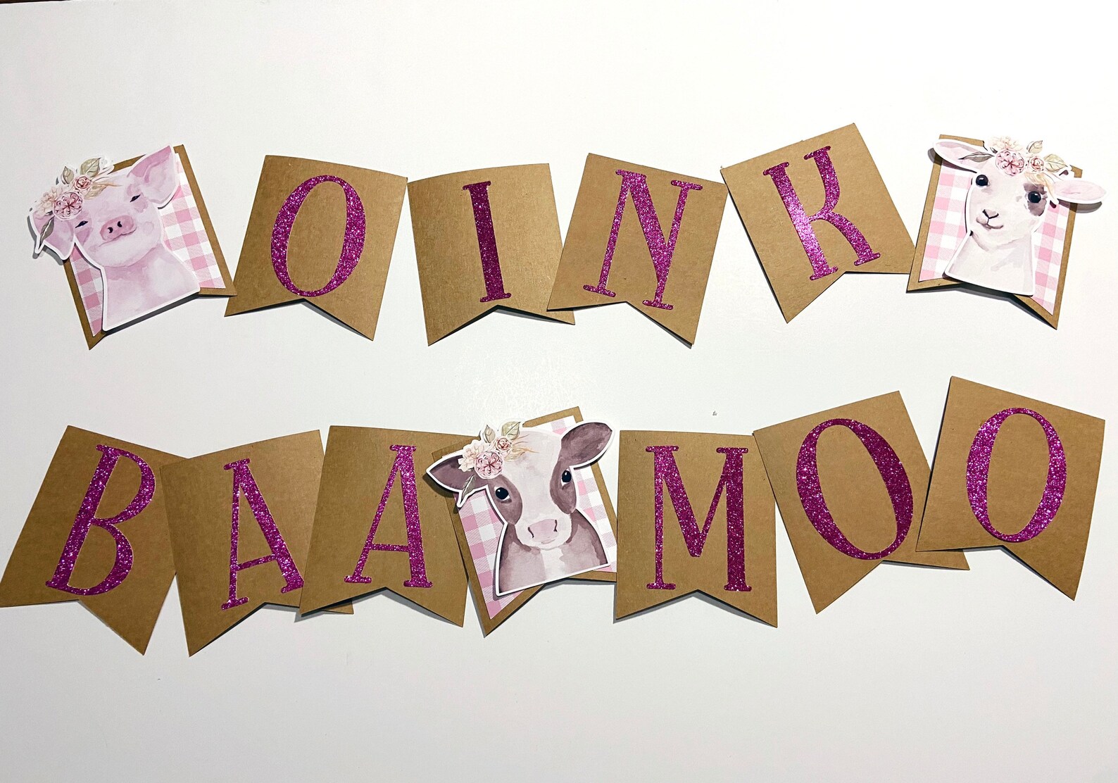 Farmyard Cupcake Toppers Oink Baa Moo Theme Pink Farm - Etsy