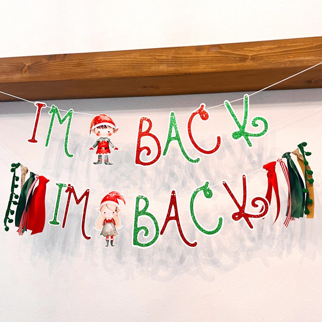 Elf Banner Im Back Elf Christmas Elf Banner Christmas Banner Decor Elf ...