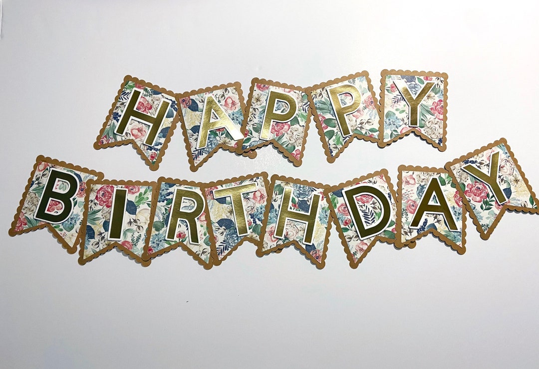 Vintage Birthday Banner 1st Floral Birthday Wildflower Decor Cute ...