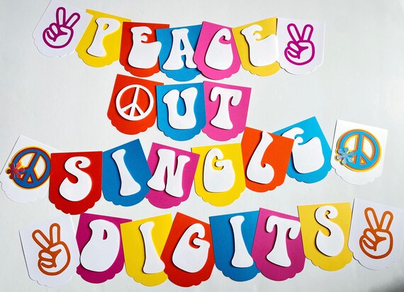 Peace Out Single Digits Banner Hippie Party Hippie Banner - Etsy