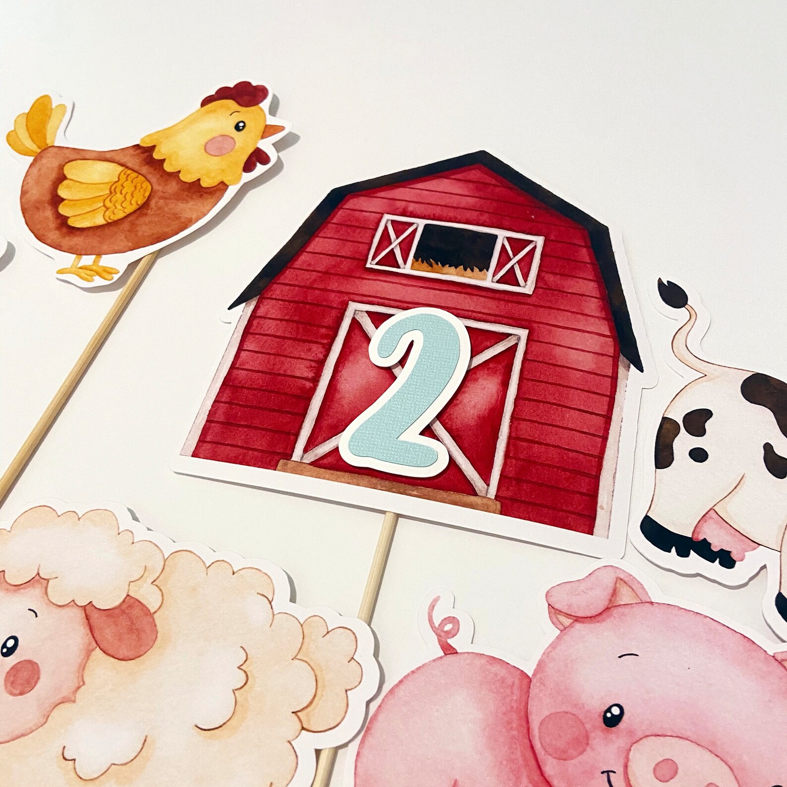 Farm Animals Birthday Centerpiece of 4 Oink Baa Moo Theme - Etsy