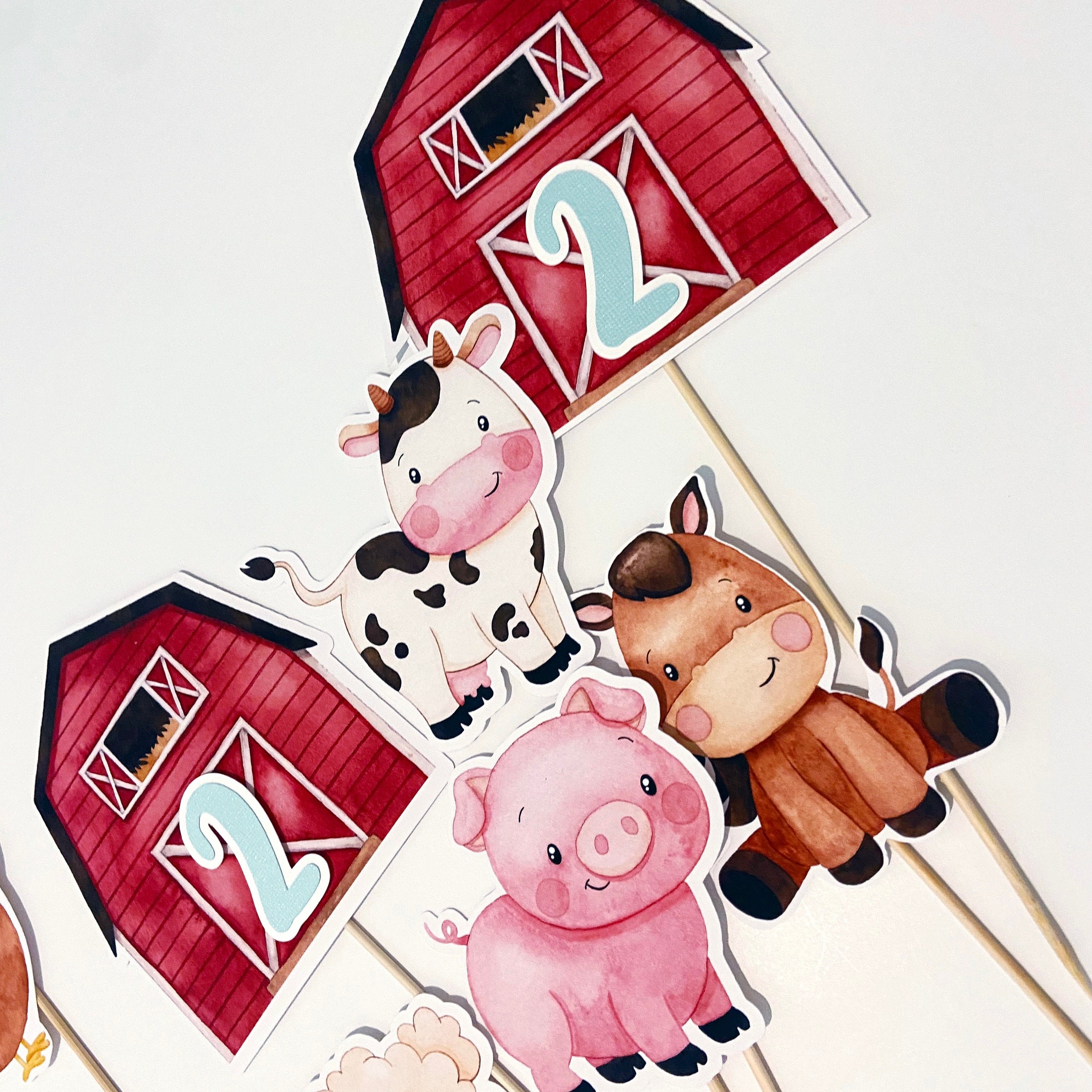 Farm Animals Birthday Centerpiece of 4 Oink Baa Moo Theme - Etsy