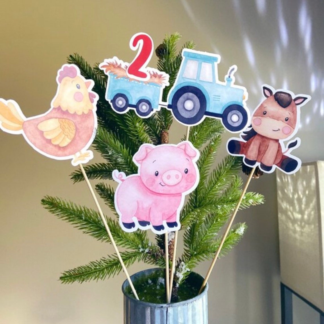 Farm Animals Birthday Centerpiece of 4 Oink Baa Moo Theme - Etsy
