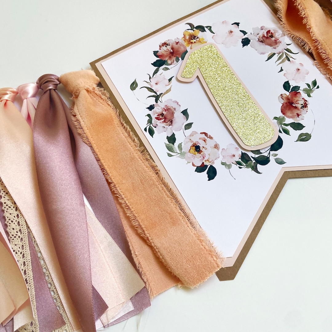 Floral 1st Birthday Banner - Floral High Chair Banner - Wildflower 1st ...