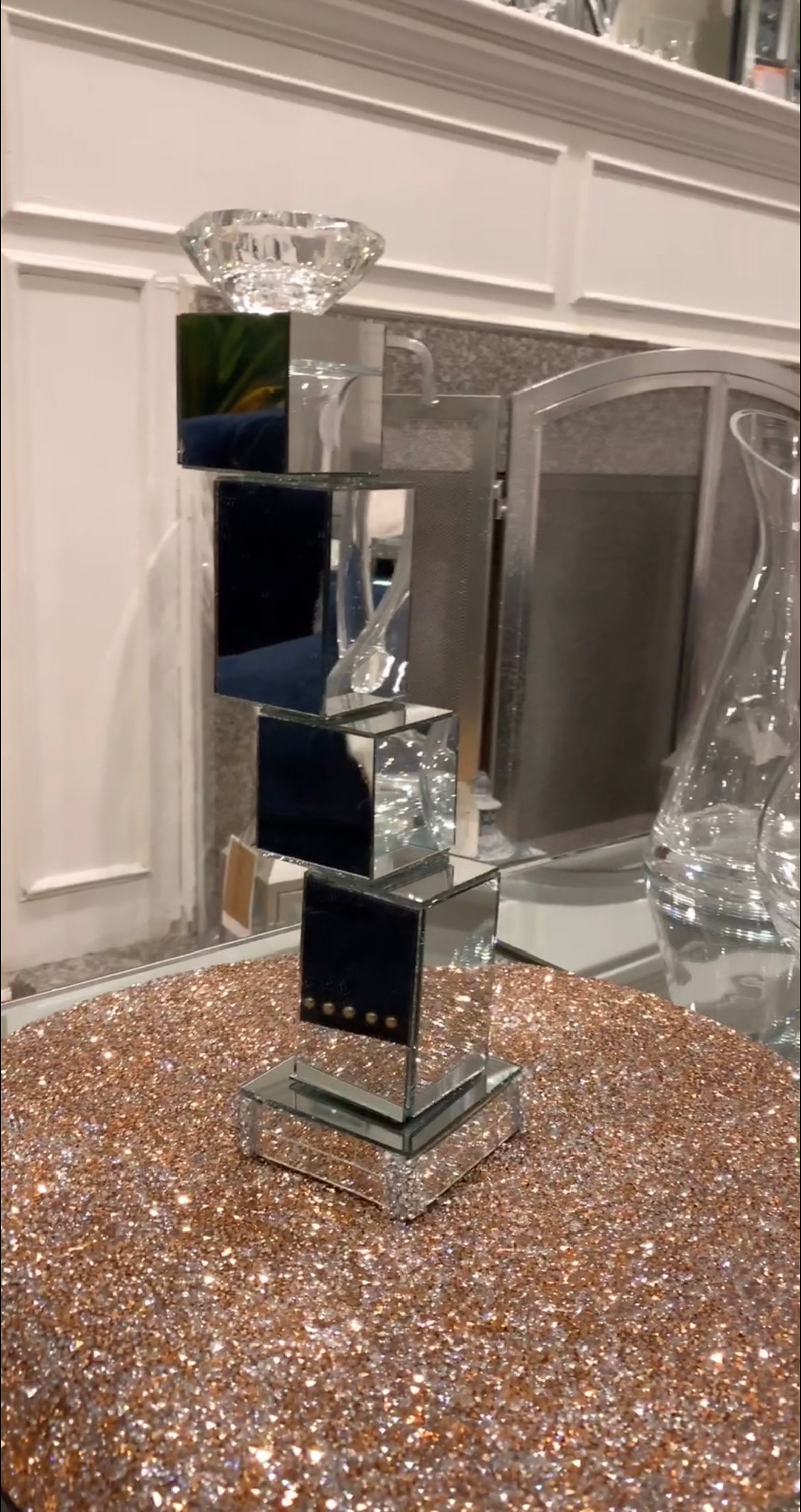 Crushed Diamond Staggered Candle Holder | Etsy