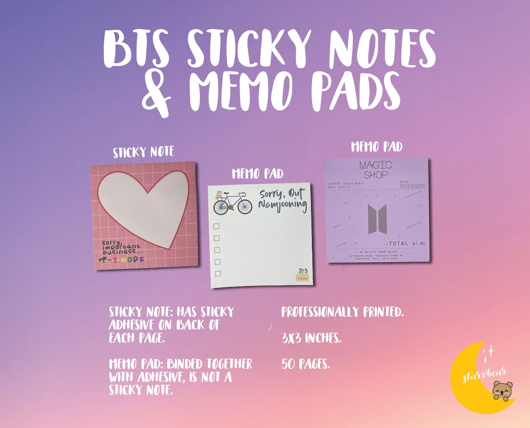BTS Sticky Notes & Memo Pads - Etsy