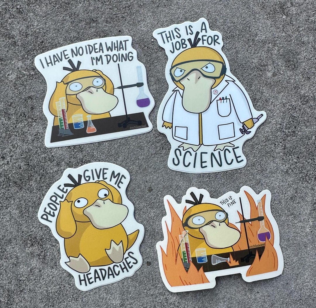 2 or 4-pack | Scientist Duck Stickers - Matte Vinyl Sticker, Meme ...