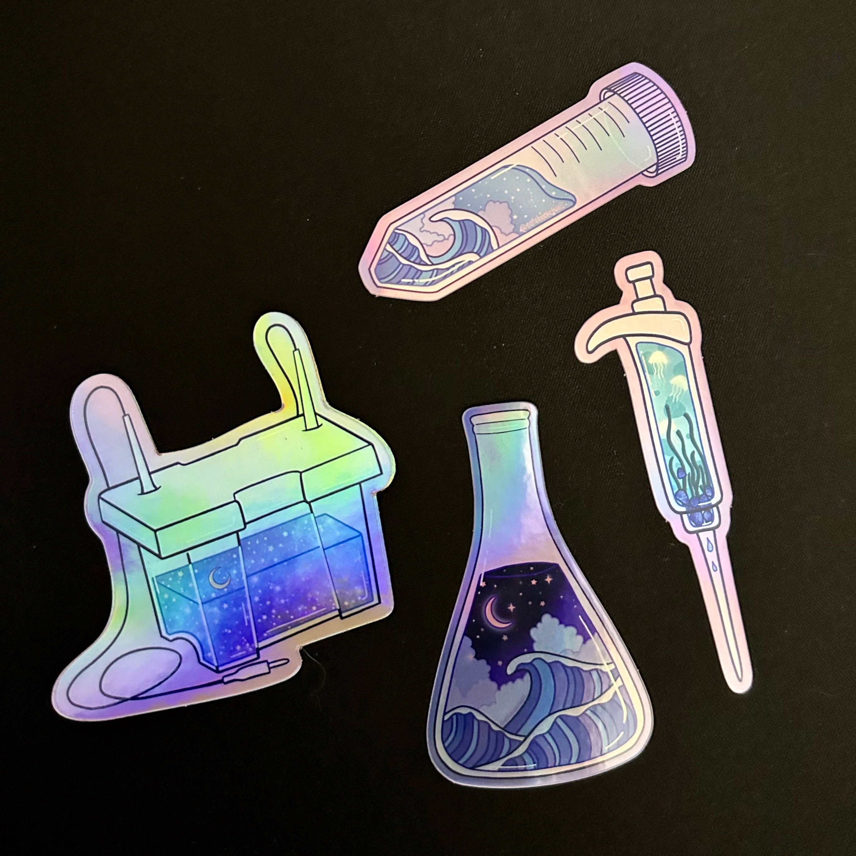 4-pack | Holographic Science Lab Sticker Bundle - Science Lab Vinyl ...