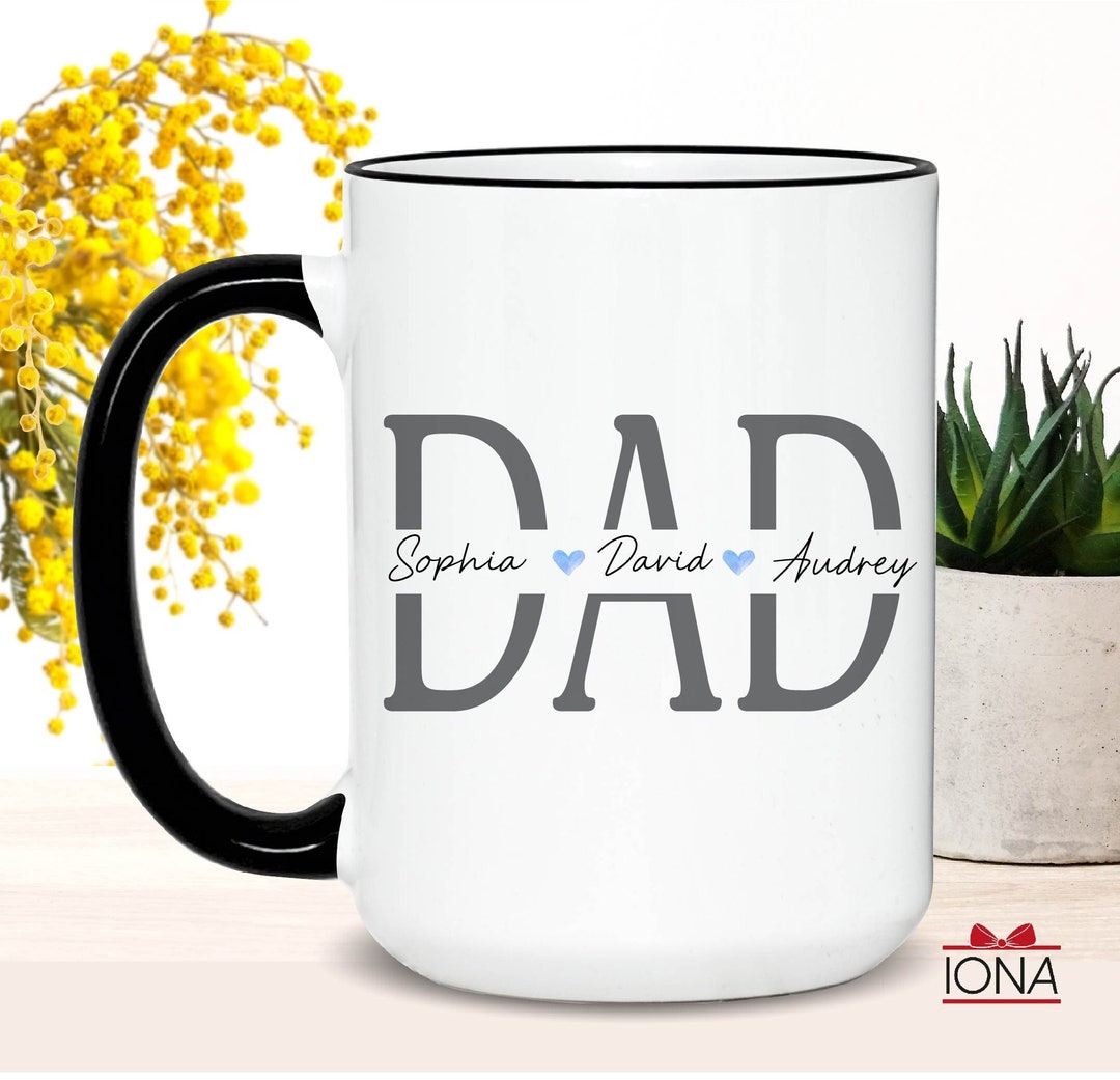 Personalized Dad Coffee Mug With Kids Names for Dad, Custom Father's ...