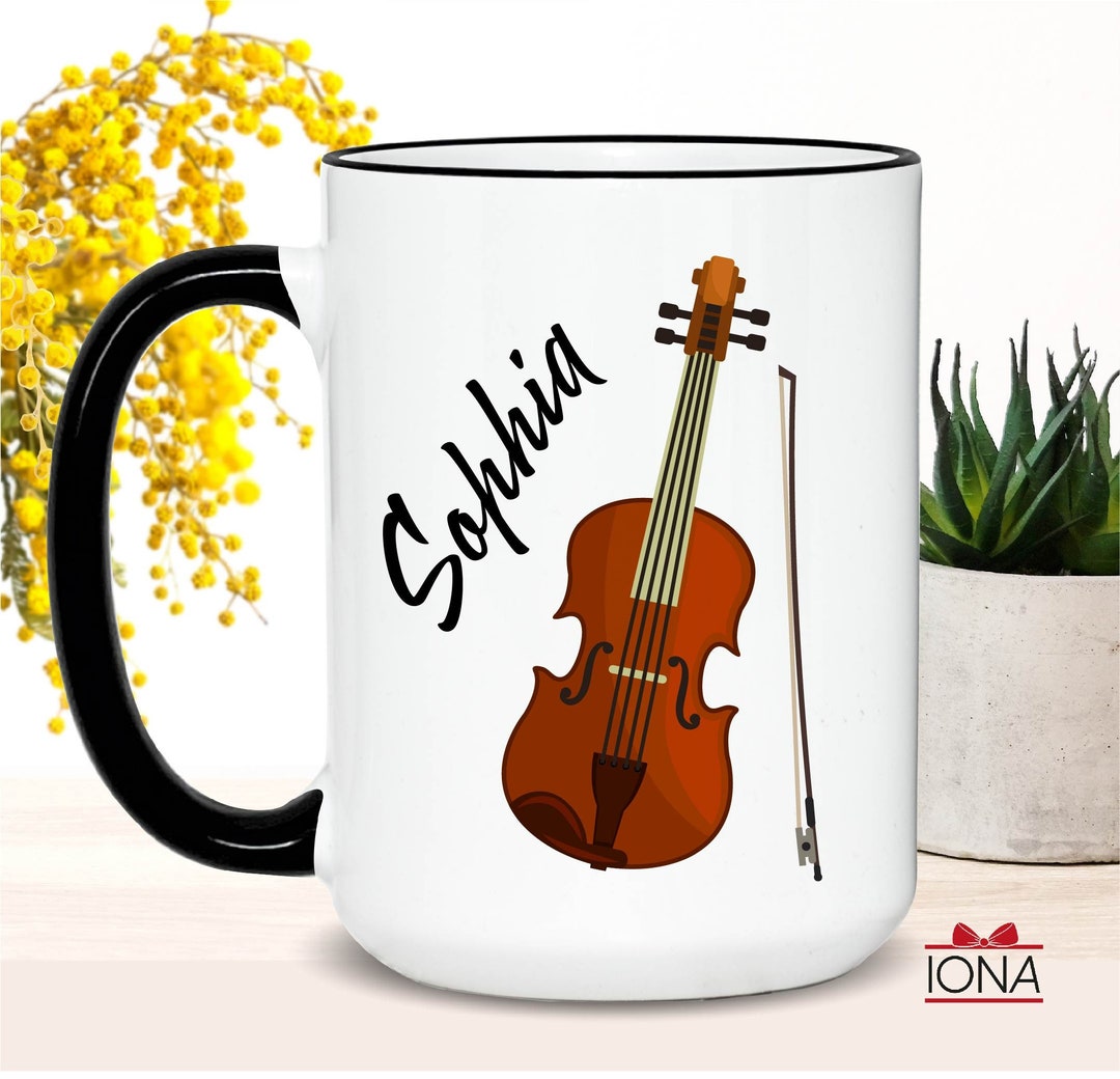 Violin Coffee Mug, Custom Name Violin Player Gifts for Men, Gift for ...