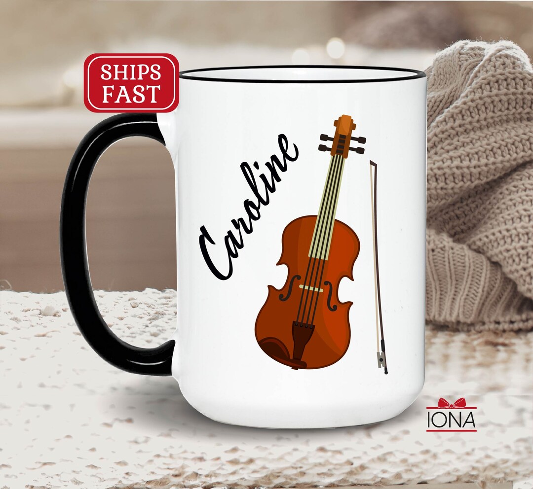 Violin Coffee Mug, Custom Name Violin Player Gifts for Men, Gift for ...