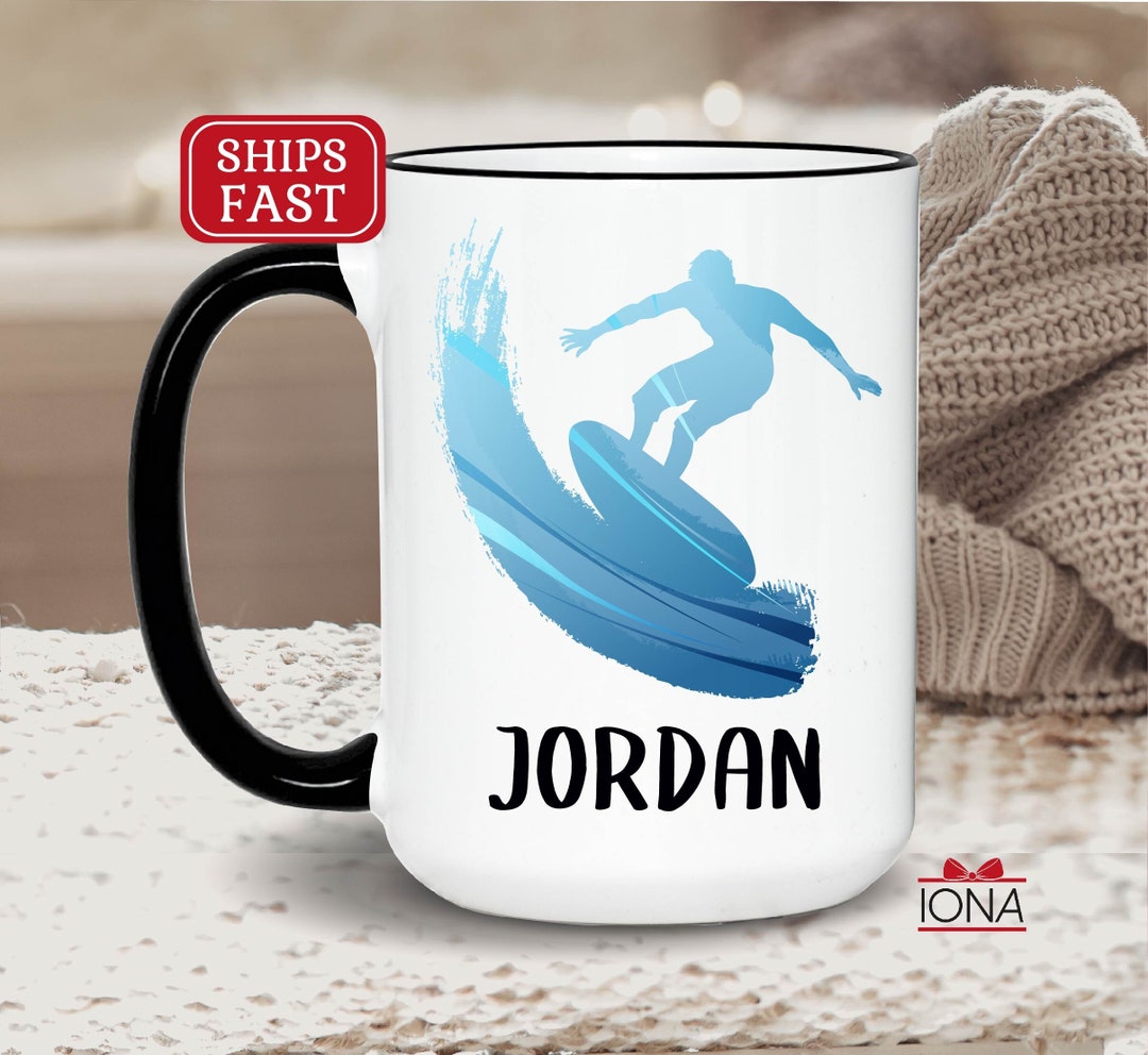 Surfer Gift, Custom Surfer Mugs, Surfing Coffee Mug, Personalized ...