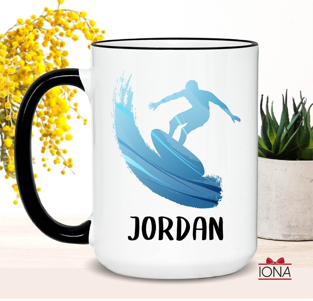Surfer Gift, Custom Surfer Mugs, Surfing Coffee Mug, Personalized ...