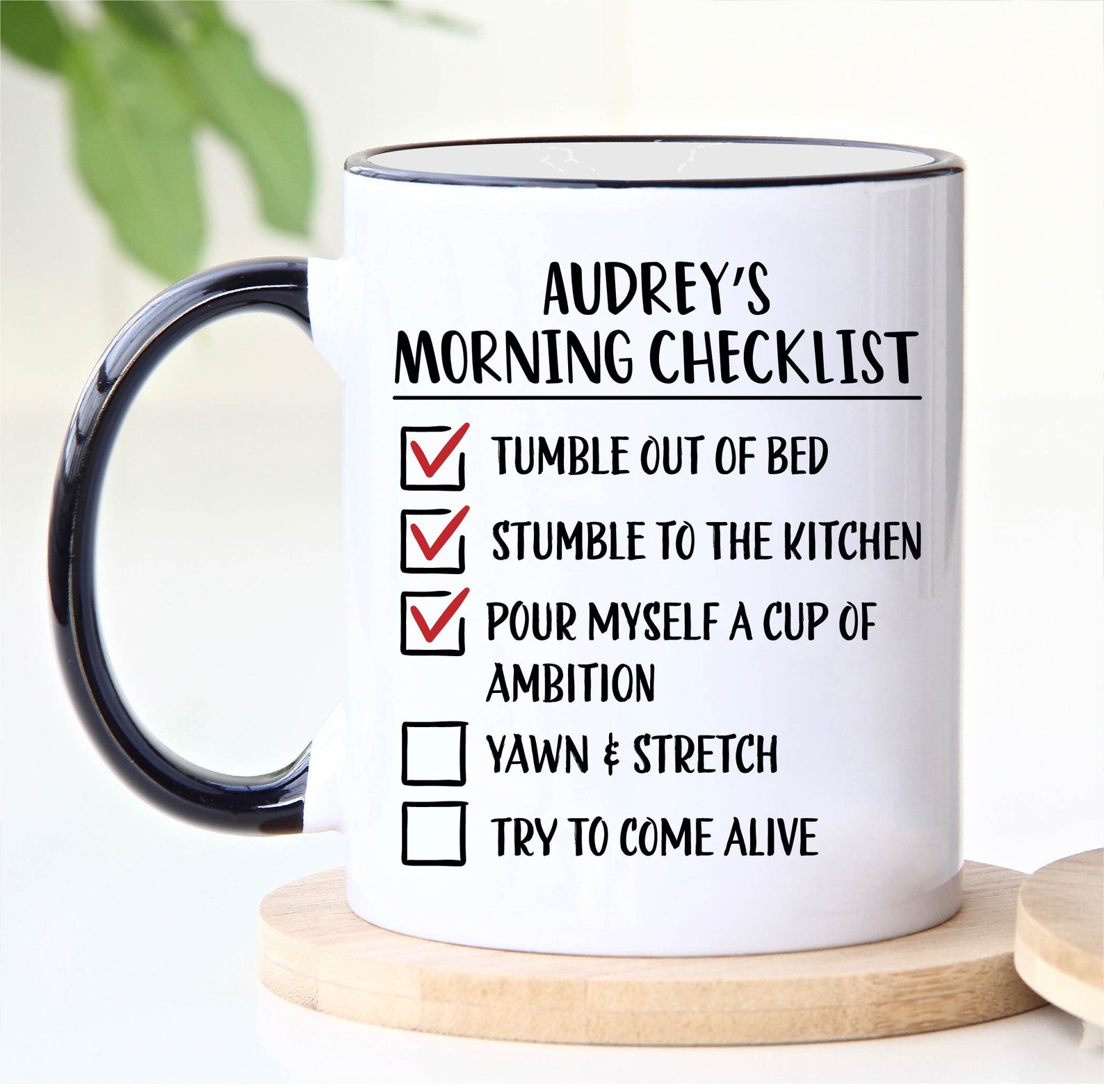 Personalized Morning Checklist Cup of Ambition Coffee Mug, Gift for ...
