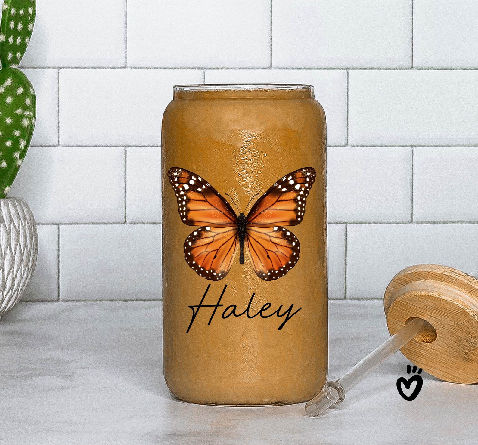 Personalized Monarch Butterfly Glass Tumbler, Butterfly Lover Gifts for ...