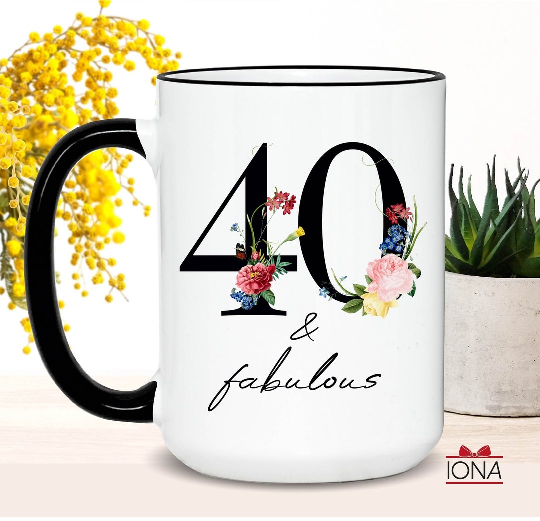 40th Birthday Gift, Floral 40th Birthday Coffee Mug, Born in 1982 ...