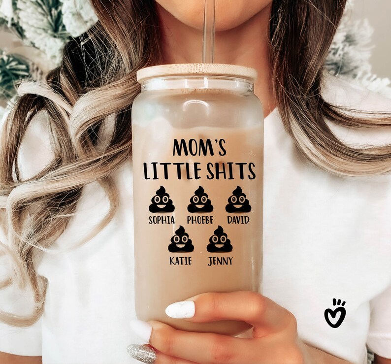 Custom Mom Glass Tumbler, Moms Little Shits, Personalized Mothers Day ...