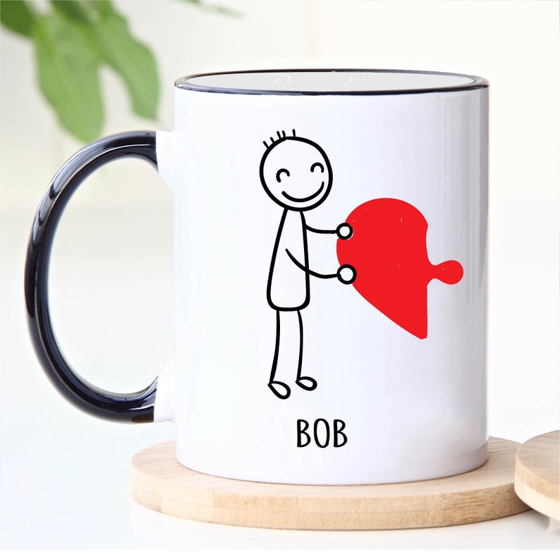 Personalized Couple Coffee Mugs, Heart Puzzle Design, Romantic Gift - Etsy
