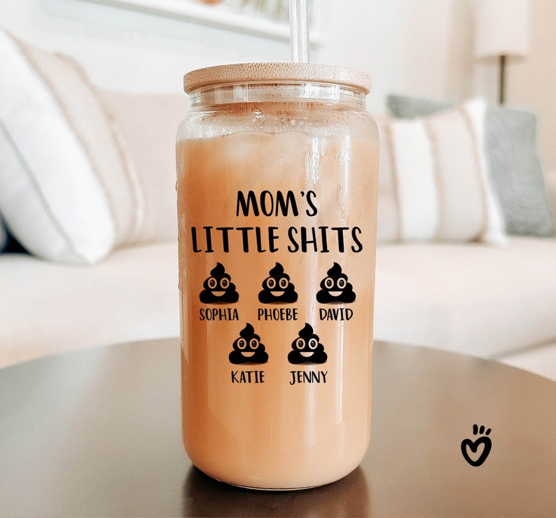 Custom Mom Glass Tumbler, Moms Little Shits, Personalized Mothers Day ...