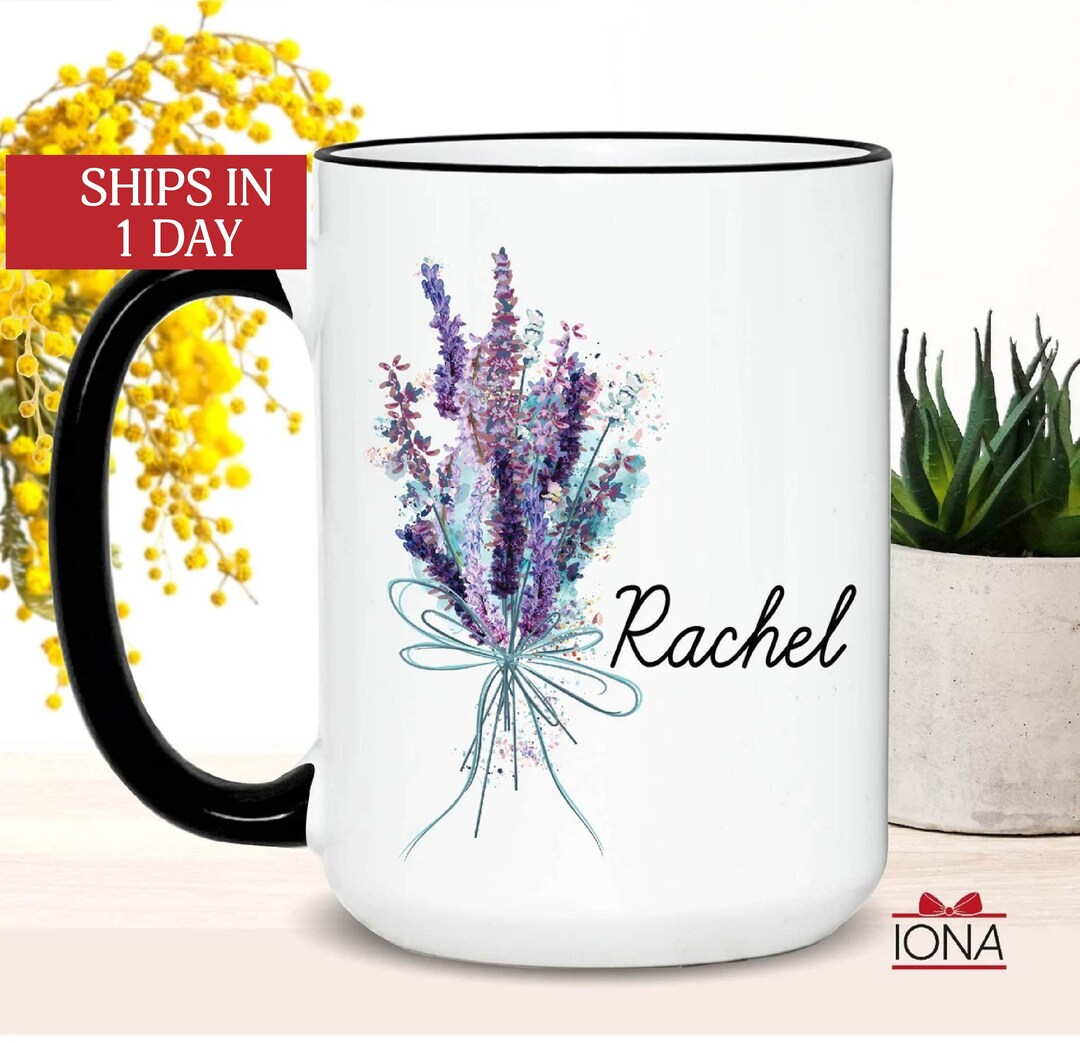Lavender Name Mug, Gift for Women, Custom Name Coffee Mug, Name Coffee ...