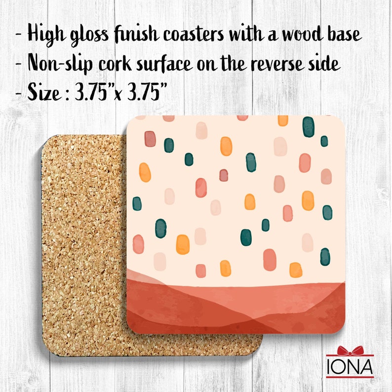 Coaster Set of 6 Drink Coasters Set Boho Style Coasters Fun - Etsy