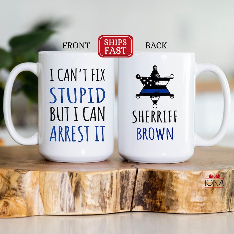 Personalized Sheriff Mug, Deputy Gift, Custom Cop Husband, Gift for ...