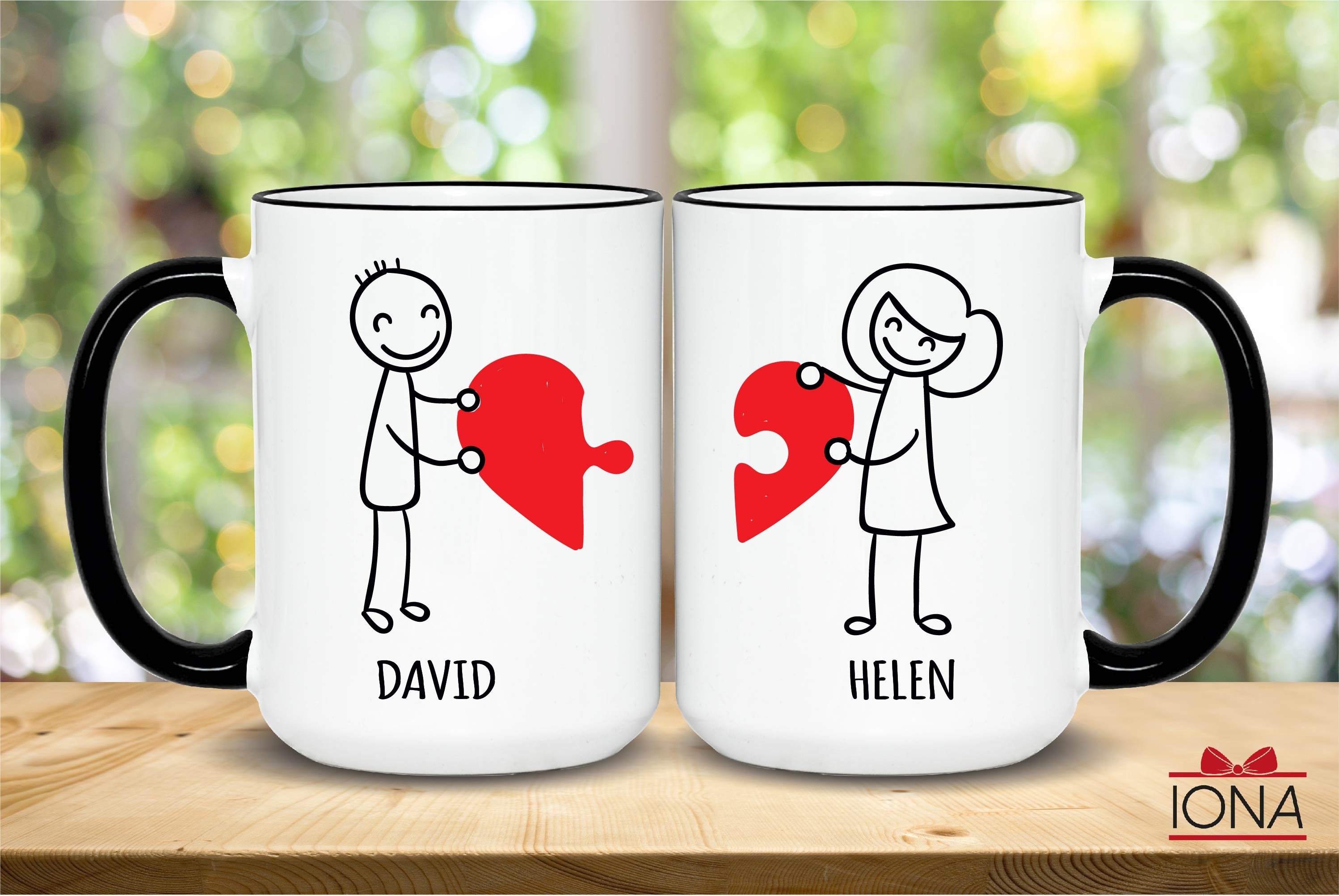 Personalized Couple Coffee Mugs, Heart Puzzle Design, Romantic Gift - Etsy