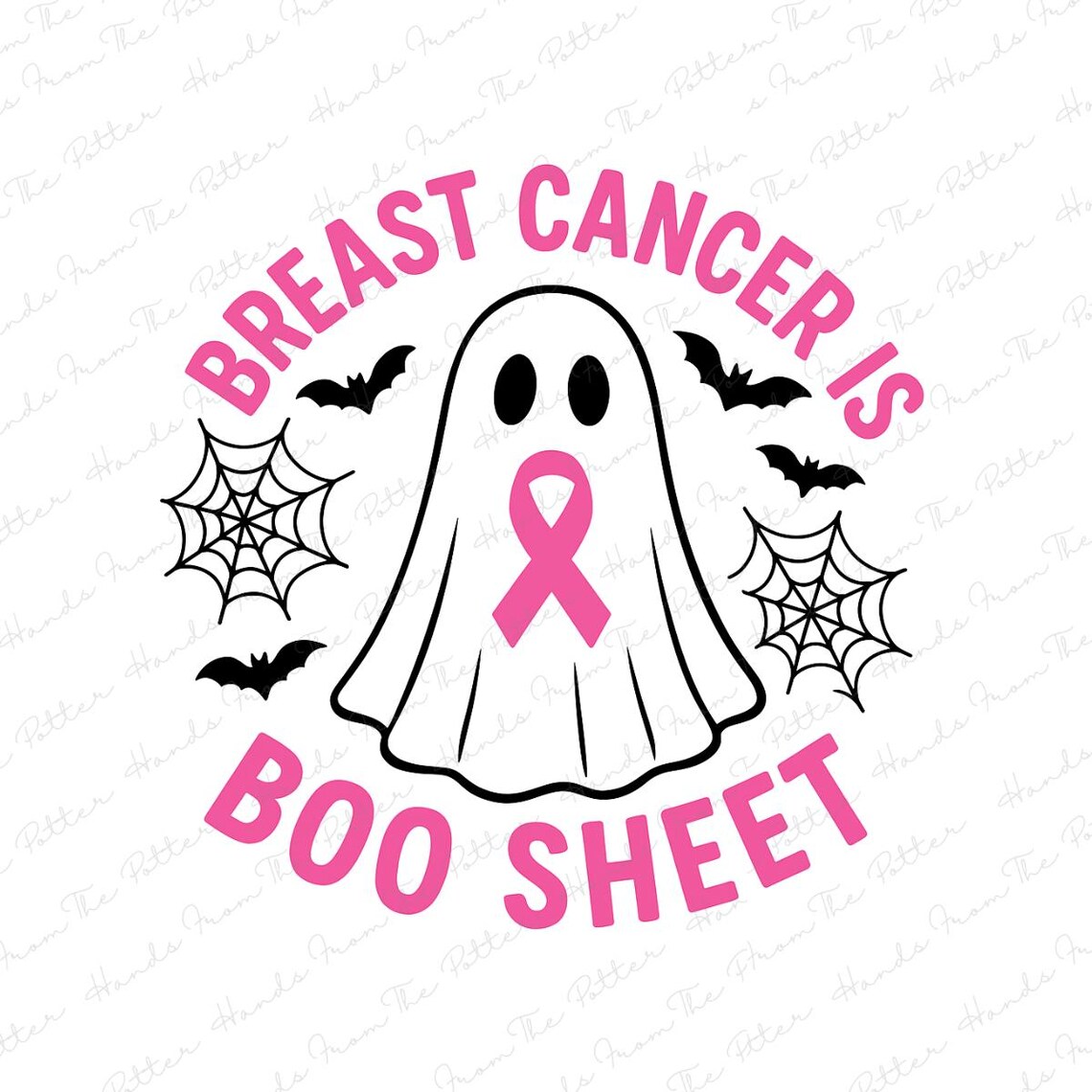 Breast Cancer Awareness Ghost PNG: Halloween Pink Ribbon Design ...